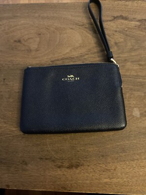 Coach Double Corner Zip Leather Wallet Blue/Navy Style 6649 Black ...