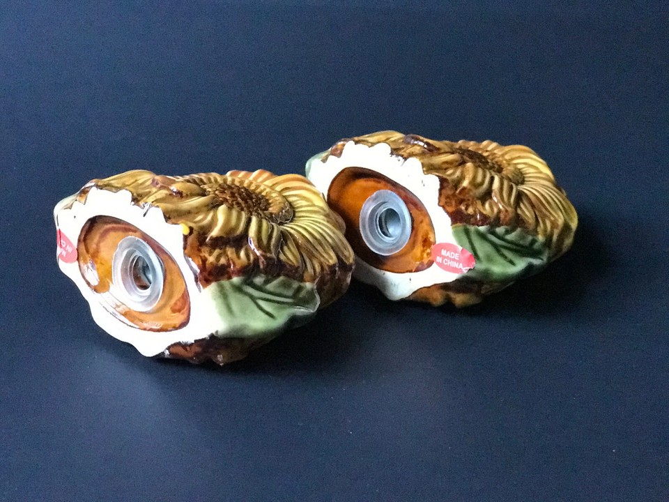 Sunflower Ceramic Salt and Pepper Shakers 3" Tall Yellow Heads Flowers ...