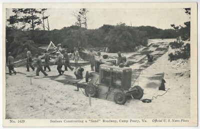 1940's Military Camp Peary, Virginia - Seabees Constructing Roadway w ...