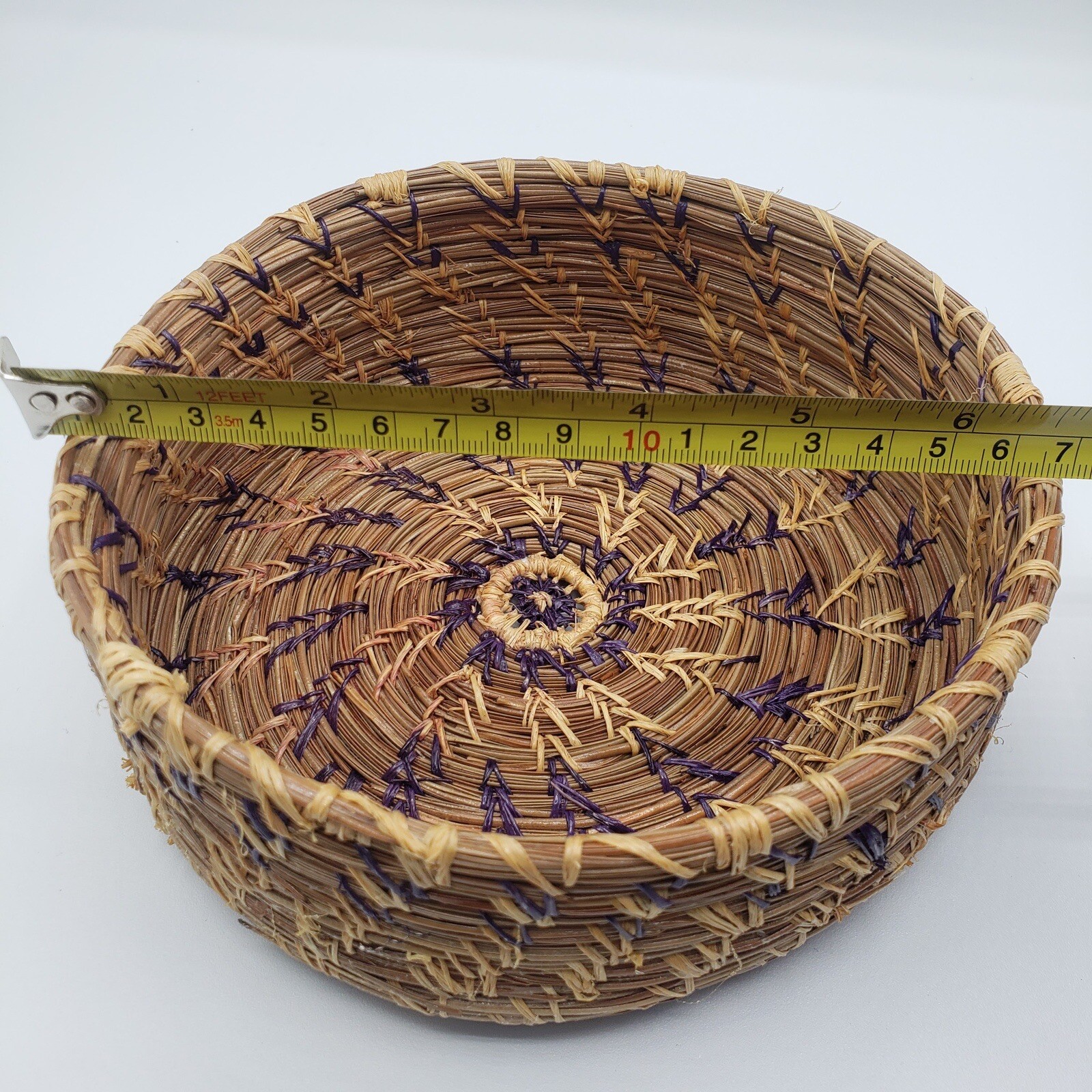 Handmade Native American Pine Needle Basket | Dark Purple Stitch | eBay