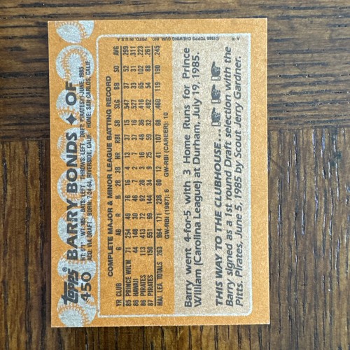 1988 Topps Barry Bonds One of the most printing error cards I’ve seen ...