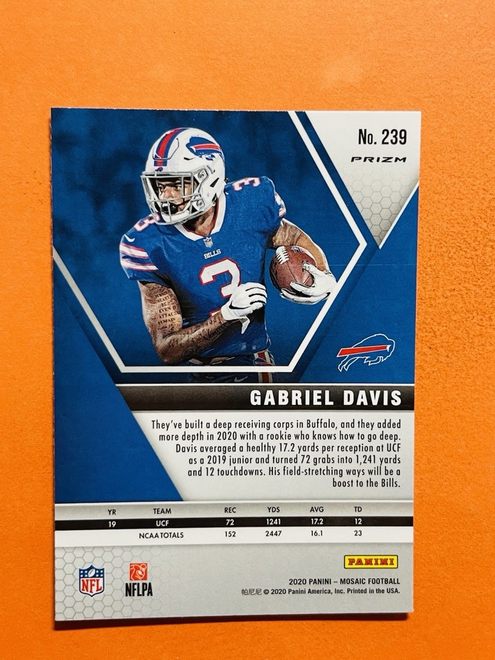 2020 Panini Mosaic Green Prizm Gabriel Davis #239 Rookie Buffalo Bills ...