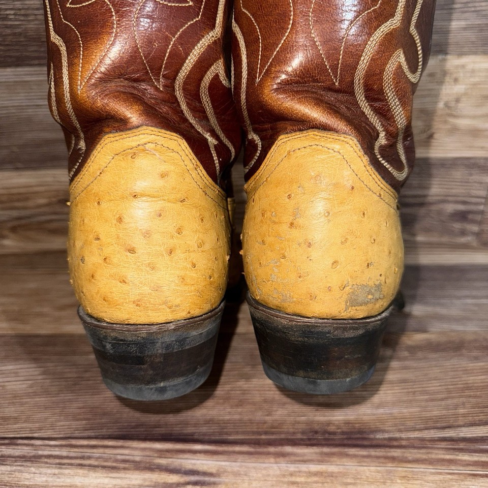 Vintage Justin Full Quill Ostrich Western Boots Men 9.5 D Style 8787 ...