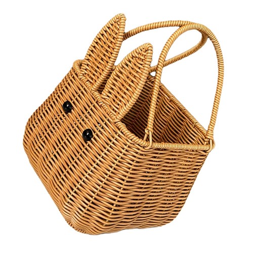 Rabbit Carrying Basket Bunny Wicker Basket Weaving Baskets Woven Rattan ...