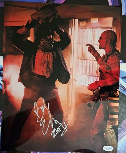 BOB ELMORE SIGNED TEXAS CHAINSAW MASSACRE 2 11X14 PEARL PHOTO ACOA CERT ...