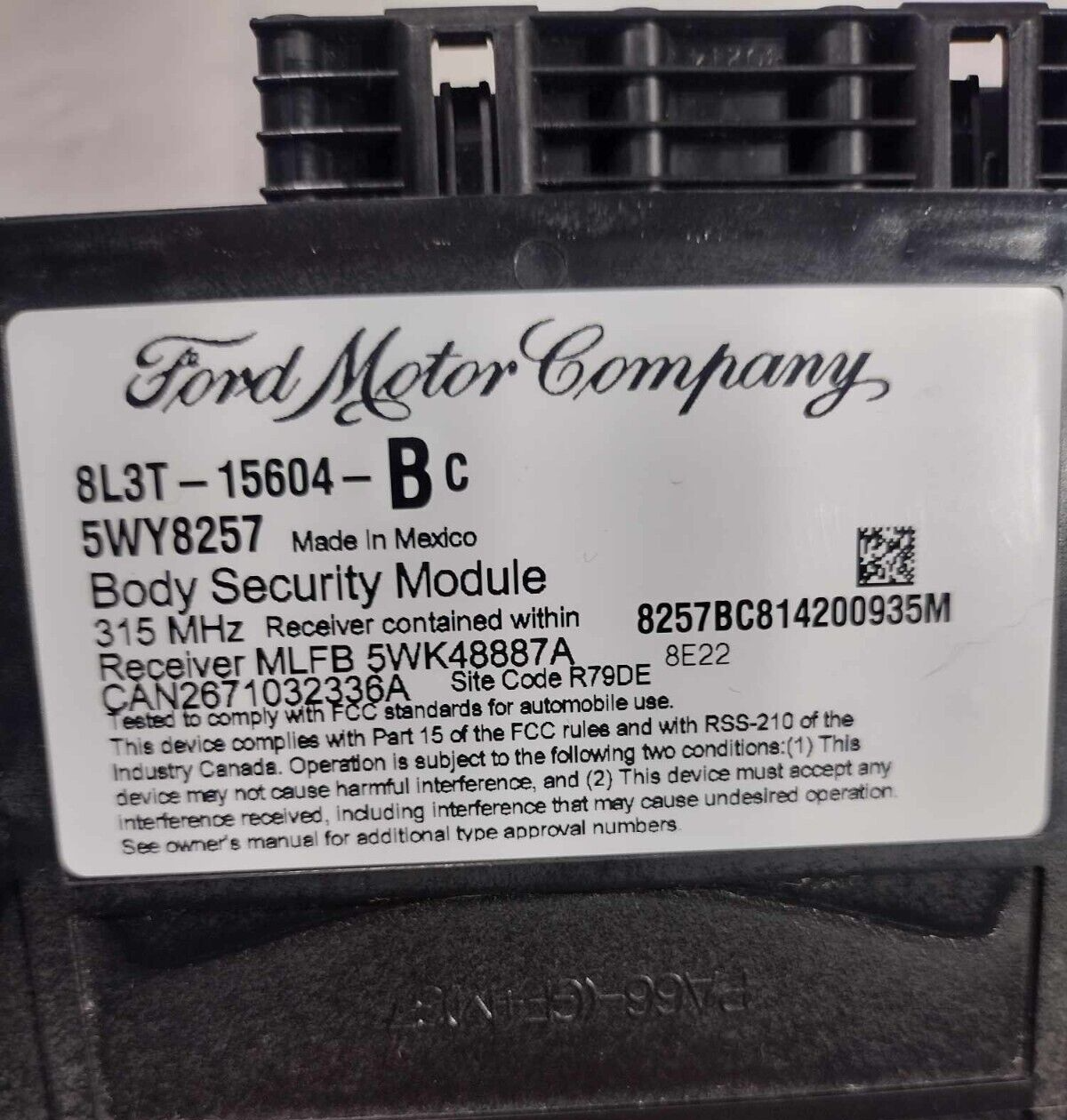 04-08 Ford F150 Anti-Theft Keyless Body Security Module 8L3T-15604-BC ...