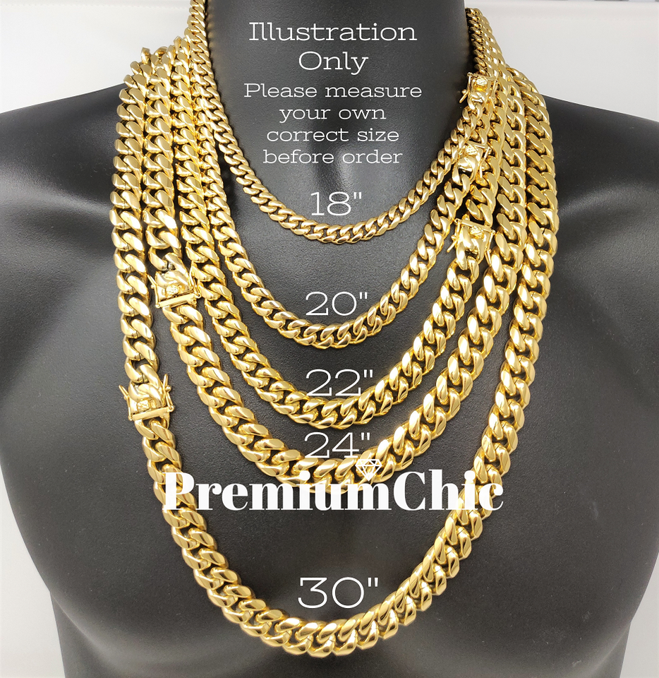 COMBO SET Mens Miami Cuban Link Bracelet & Necklace Gold Plated ...