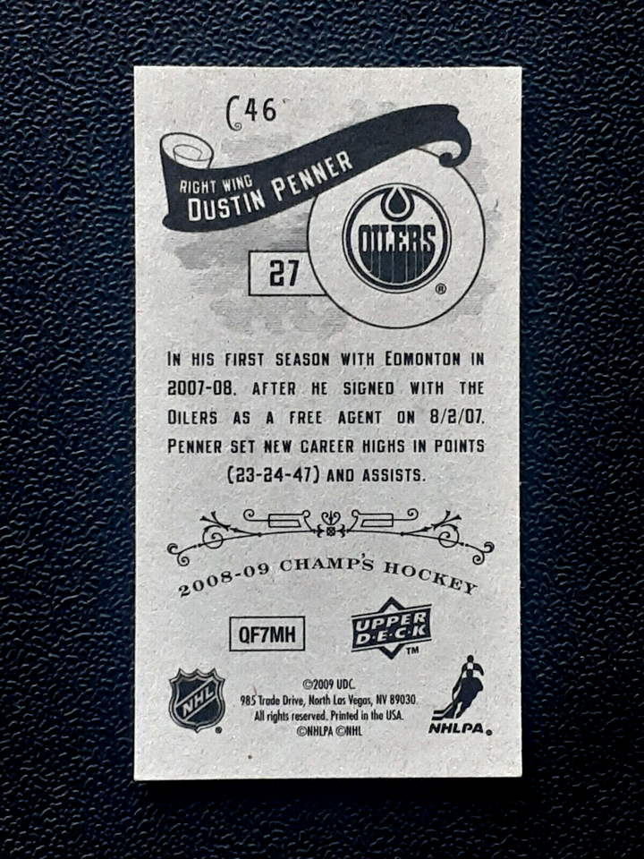 DUSTIN PENNER 2008-09 UPPER DECK CHAMP'S MINI 08-09 NO C46 55745 | eBay