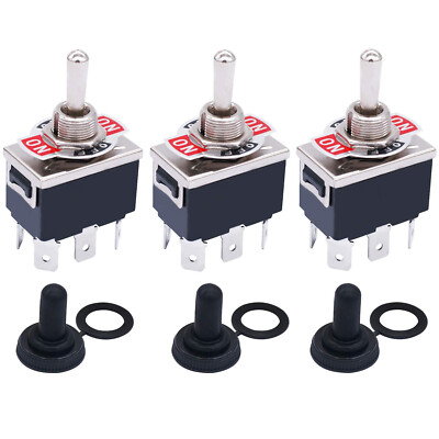 3 Pcs Momentary Heavy Duty Rocker Toggle Switch 6 Pin 3 Position 16A KL ...