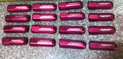 SICKSPEED 16 PC PINK 60MM ALUMINUM LUG NUTS FOR WHEELS RIMS 12X1.5 ...