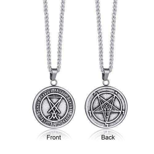 Sigil of Lucifer Coin Pendant Necklace Pagan Occult Satanic Inverted ...