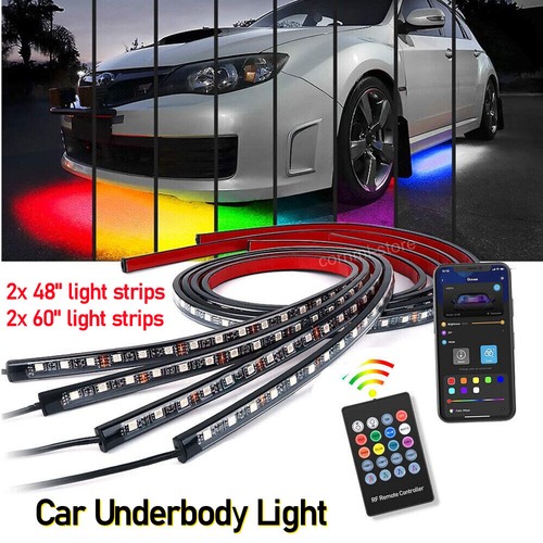 4PCS RGB Car Underbody Neon LED Light Strips Chassis Light Remote ...
