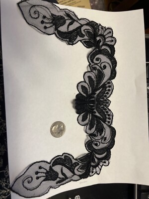 delicate black lace floral collar applique | eBay