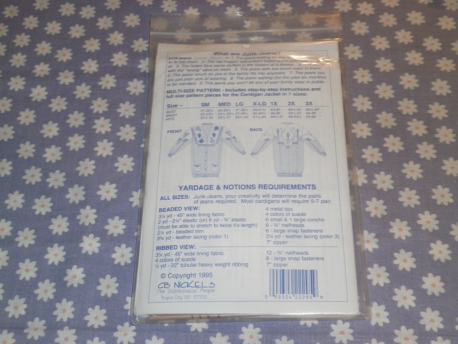 90's JUNK-JEANS CAR-7007 MISSES CARDIGAN JACKET PATTERN-UNCUT-SM-3X | eBay