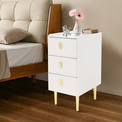 Bedroom Narrow Nightstand with 3 Drawers, Bedside Table, Modern Slim ...