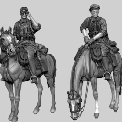 1/35 Resin Model Kit European Cavalry 2 Figures And Horse Unassembled ...