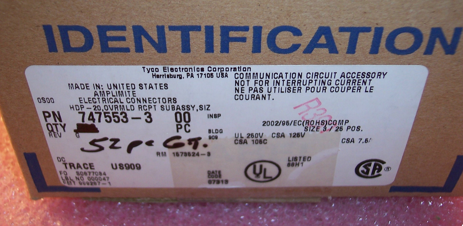 QTY (5) 25 POSITION DB-25 ASSEMBLY KITS SZ 23 (1658649-1) 747553-3 TYCO ...