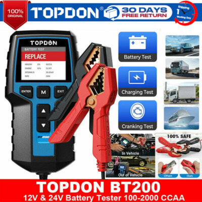 TOPDON BT200 12V/24V Auto Batterietester KFZ OBD2 Diagnosegerät ...