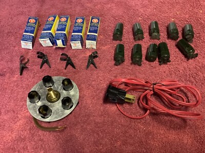 Vintage Christmas C7 Add-on Sockets, Alligator Clips, T6 Tubular Bulbs ...