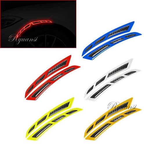 4PCS Reflective Car Wheel Eyebrow Sticker Fender Arch Trim Carbon Fiber ...