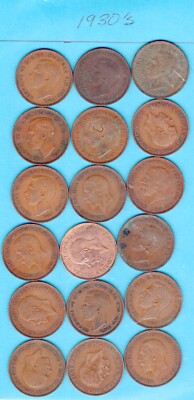 British Large Penny Lot of 18 pennies 1930’s George V Bronze Grp. 9 | eBay