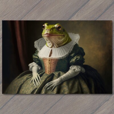 POSTCARD Victorian Frog Elegance in a Vintage Regal Dress Weird Funny ...
