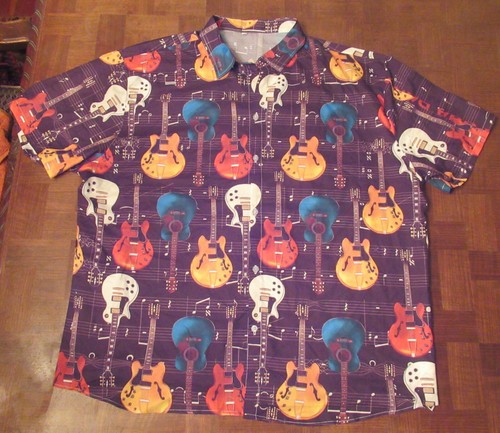 Milamode classic guitars button-front Hawaiian shirt size 2XLm, 3XL, or ...