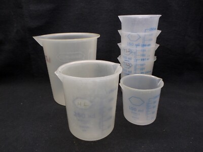 Kimble Plastic Beaker Set 100mL 150mL 250mL 600mL Graduated 7 Piece Set ...