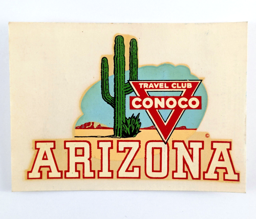 Vintage Angelus Transfer Car Window Decal Arizona Conoco Travel Club | eBay