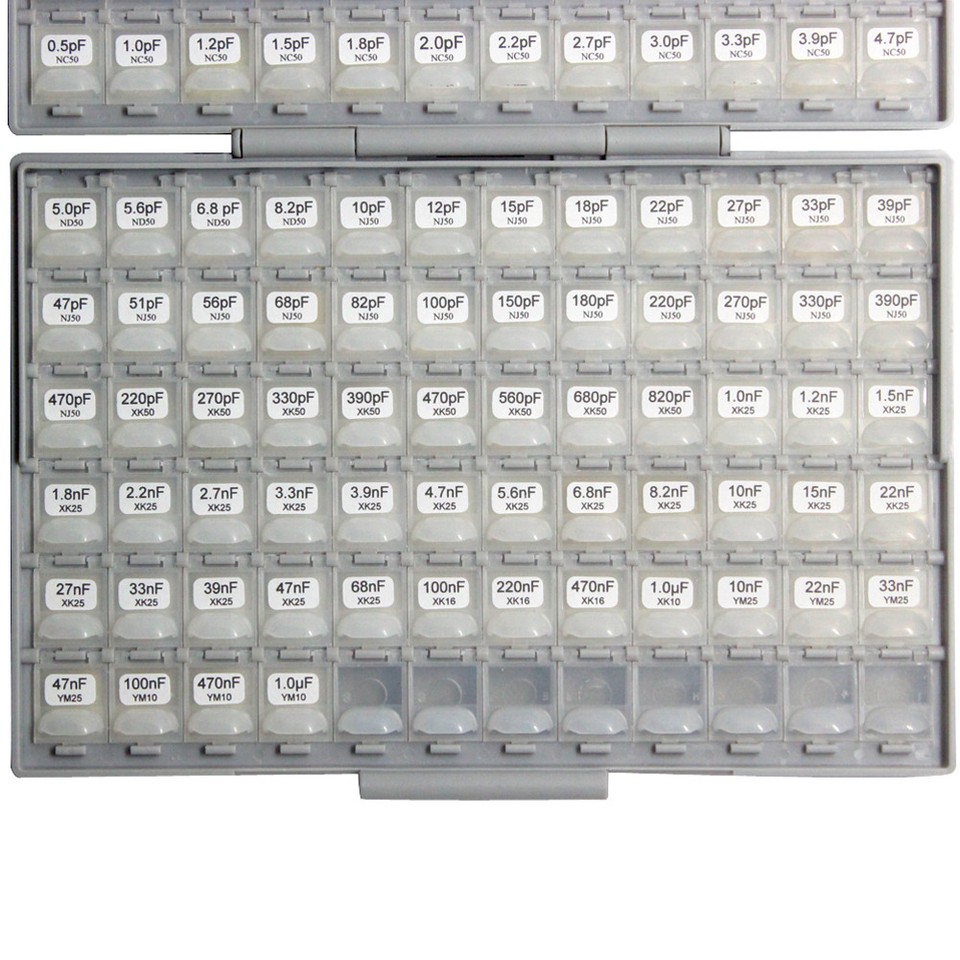SMT SMD 0402 capacitor kit 75 values x 50 pcs distributed in BOX-ALL 5p ...