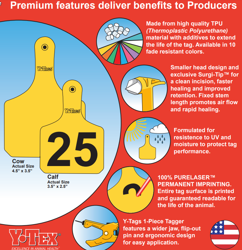 New 25 Pink Y-Tex Y-Tags Blank Calf Size 1 piece ear tags (like Ztags ...