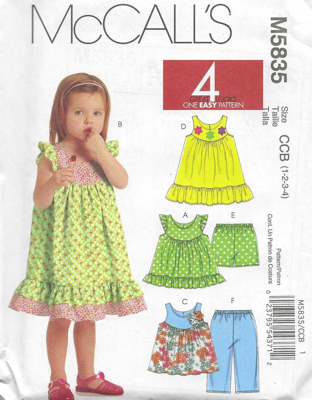 Girls Dress Pants Shorts Top Sewing Pattern UNCUT Size 1 2 3 4 | eBay