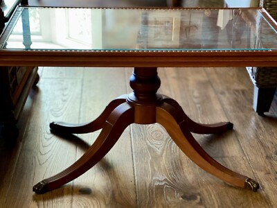 Antique Duncan Phyfe Mahogany Glass Top Tea/Coffee Table Georgian Style ...