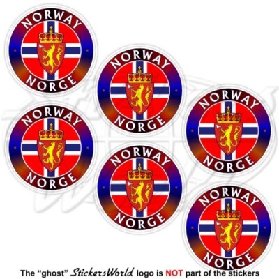 NORWAY NORGE Flag-Coat of Arms Roundels, Norwegian 40mm Vinyl Stickers ...