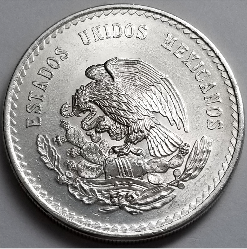 Mexico cinco 5 Pesos 1947 Cuauhtemoc The Last Aztec Emperor, Silver ...