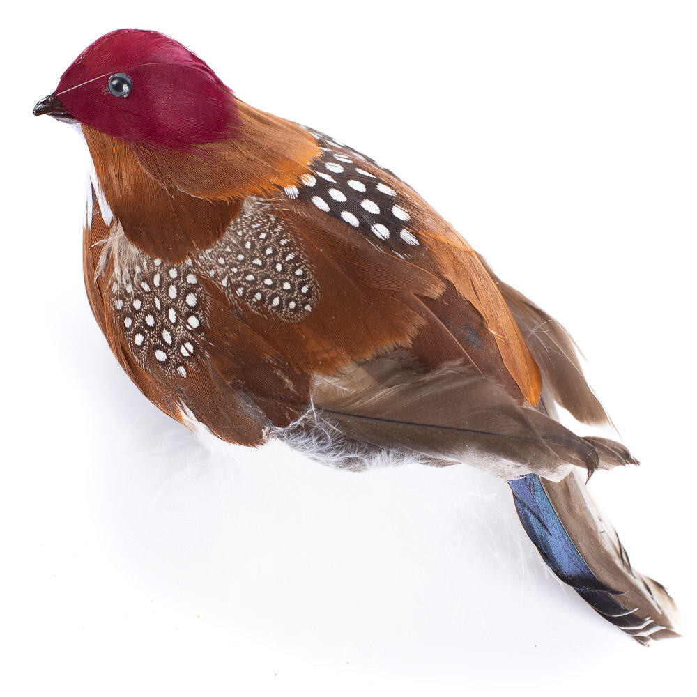 Set of 2 Plump Feathered Sitting 6" Artificial Partridge Birds with ...