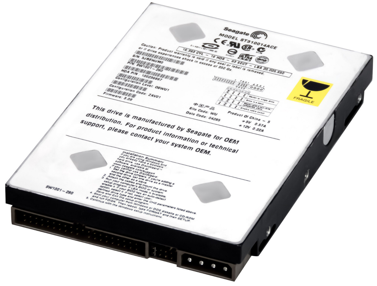 Seagate U Series X 10 10.2GB Internal 5400RPM 3.5" (ST310014ACE) HDD ...