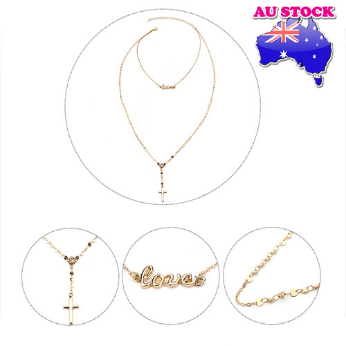 Wholesale Love Chain And Cross Pendant Gold Plated Choker Necklace ...