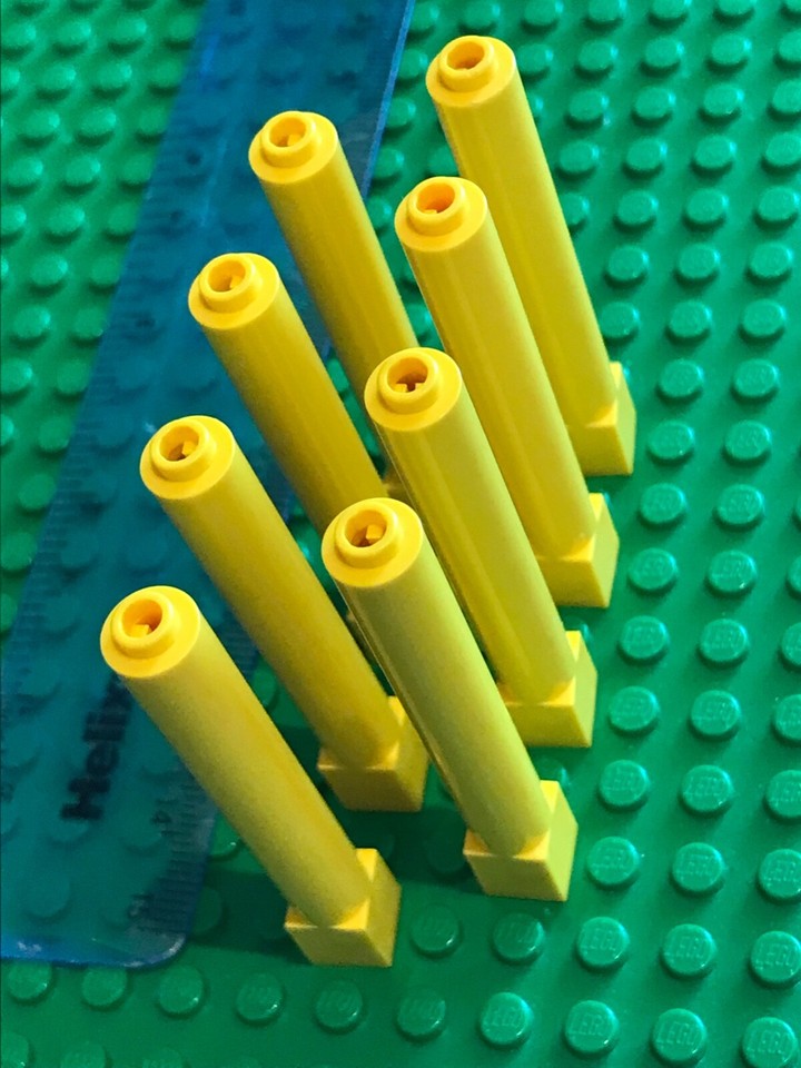 LEGO 8 x YELLOW 1 x 1 x 6 Pin Tall Support Pillar Round Building Bricks ...
