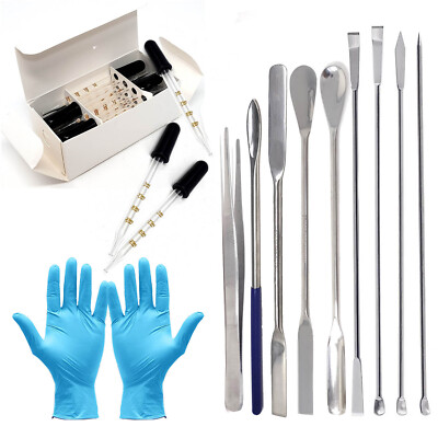 22x Cosmetic Lab Spatula Set Glass Dropper Makeup Mixing Cream Scooping ...