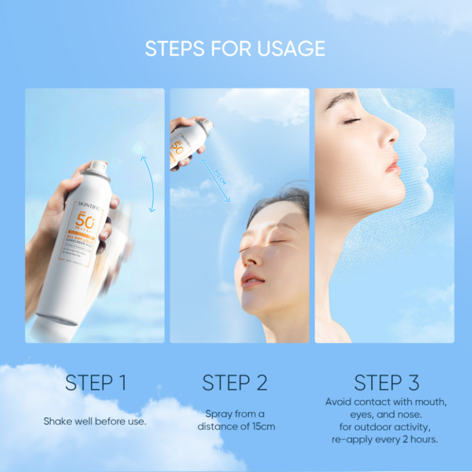 SKINTIFIC Mist Spray Sunscreen SPF50 Ceramide Centella Ultra light ...