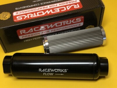 Raceworks ALY-077BKL + ALY082-75L AN12 Inline fuel filter 75 micron 50 ...