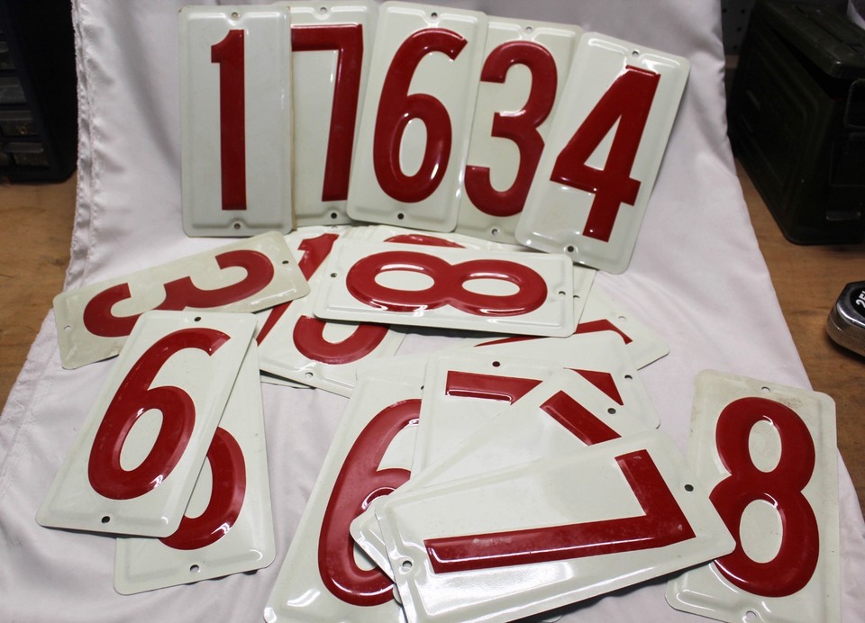 Large Number Sign Plate - 10" X 5" - Enamel on Metal - See Text | eBay