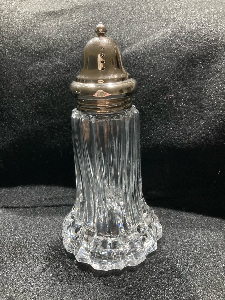 Clear Ribbed Crystal 6" Container with Silver Lid | eBay