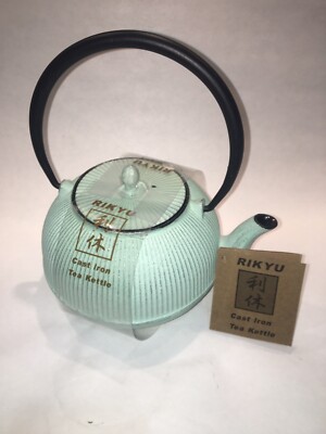 Rikyu Japanese Cast Iron Tea Pot Light Green 3 cups new with tags ...