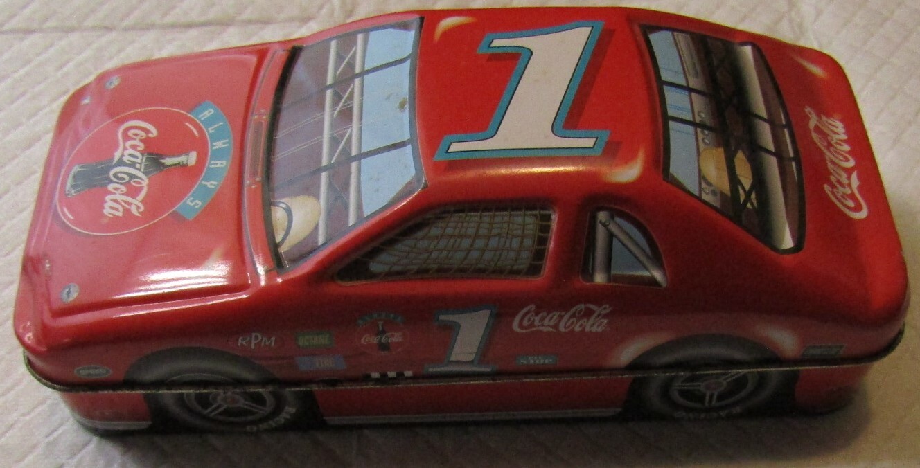 Coca-Cola Coke NASCAR Race Car Toffee Candy Tin Container 1997 Red #1 ...