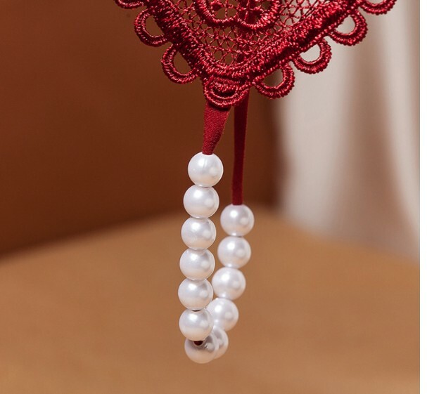 Glas Perlen String Tanga ouvert transparent Dessous Slip sexy Schwarz ...