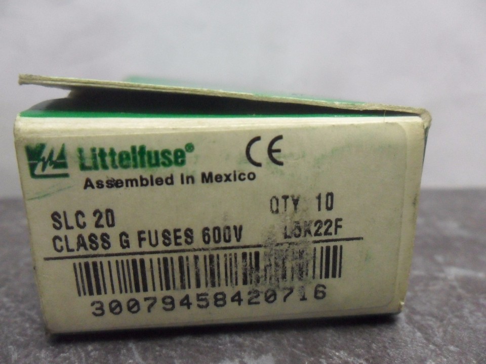 New Lot Littelfuse SLC 20 Amp Fuses Buss SC-20 Class G 600 Volt NIB | eBay