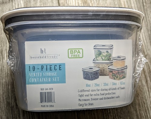 New 5 Piece Vented Food Storage Container Set (10, 20, 33, 50, 67 Oz ...