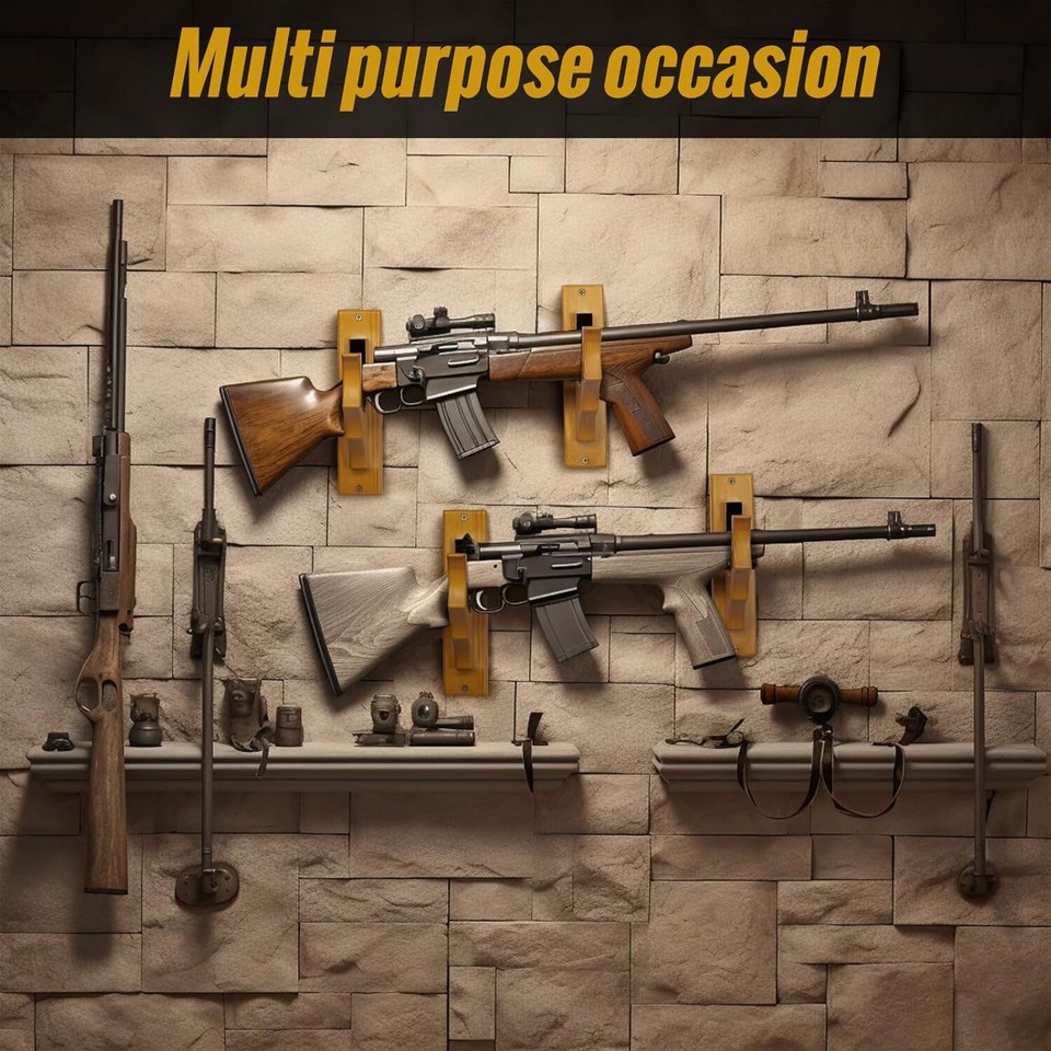 Rifle Gun Rack Wall Mount Wooden Shotgun Hooks Holder Single Gun ...